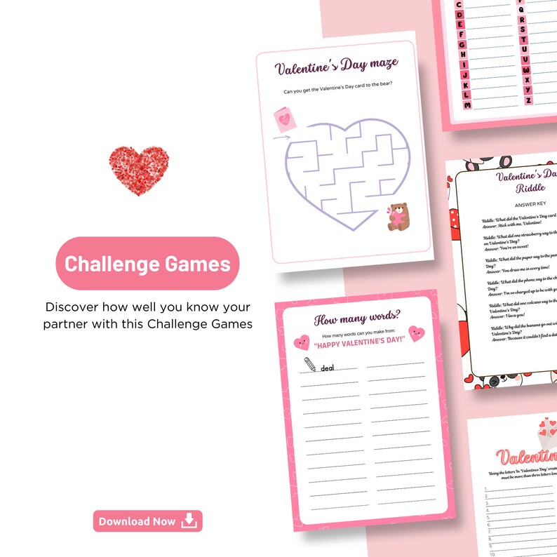 Valentines Games Printable for New Couple, Valentines Party Games ...