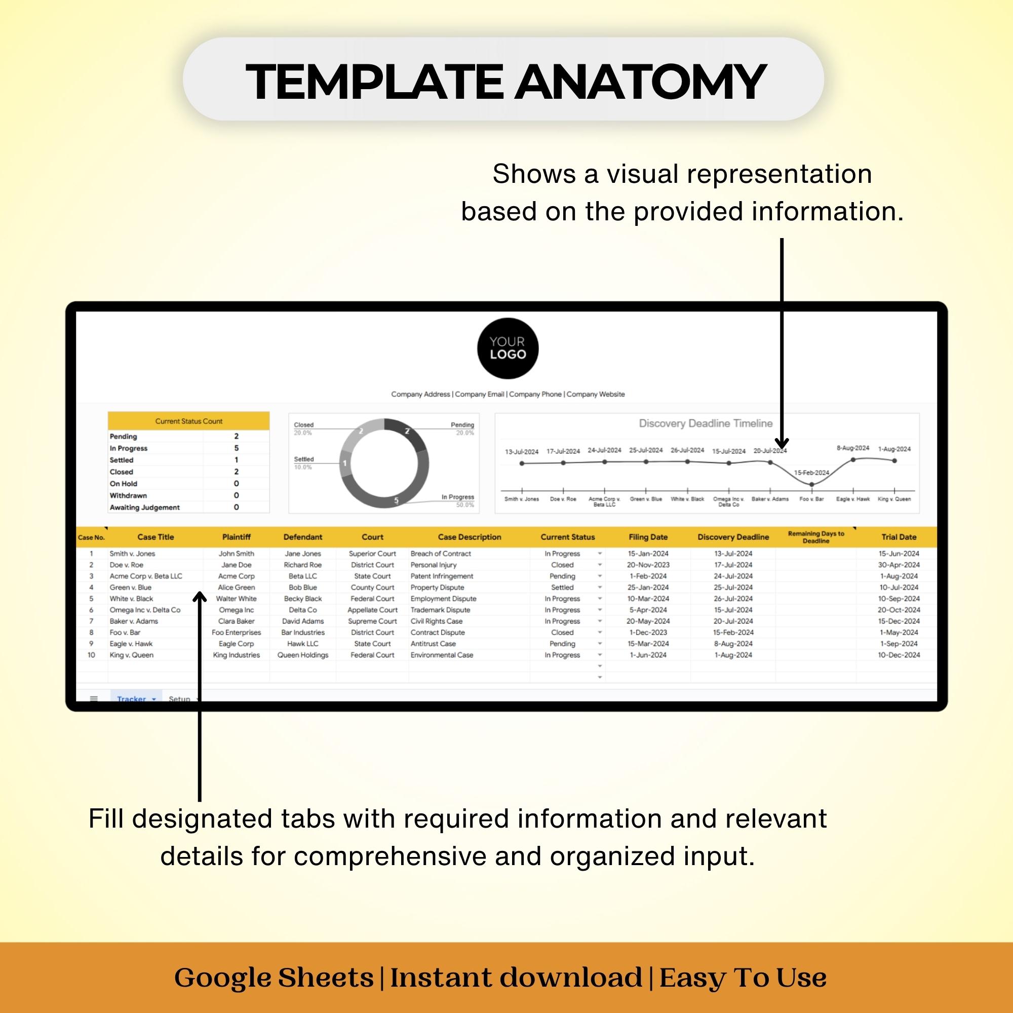 Legal Case Timeline Tracking Template for Law Firms | Case Management ...