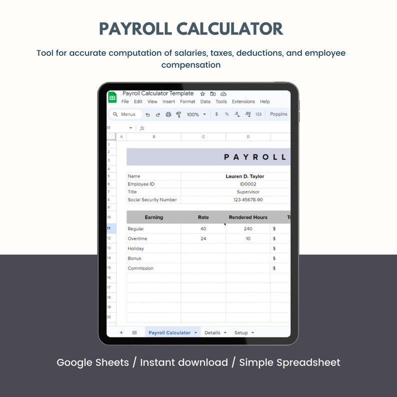 Payroll Spreadsheet Template: Employee Management System (digital ...
