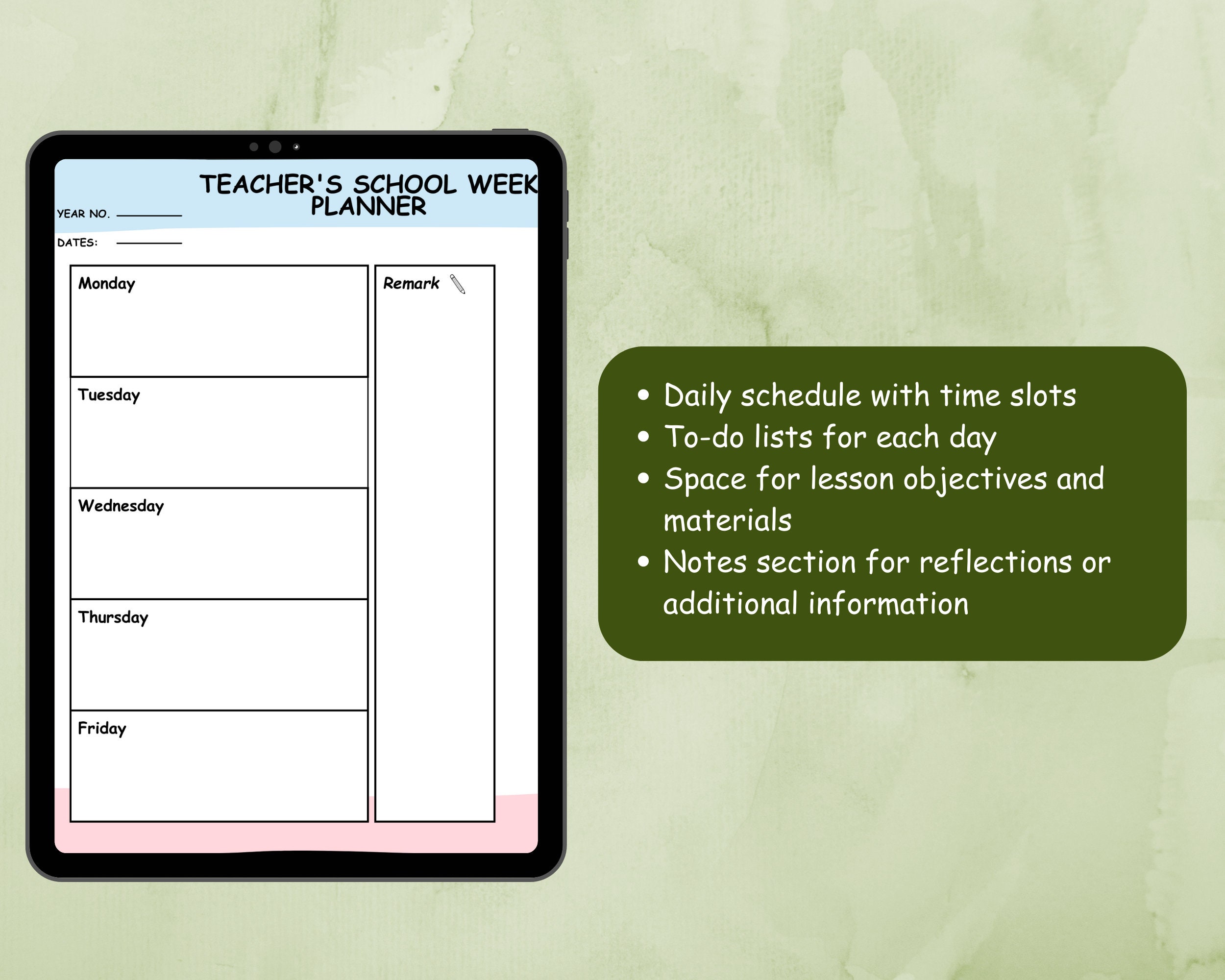 Printable Teacher Planner 2023-2024: Undated School Planner (digital ...