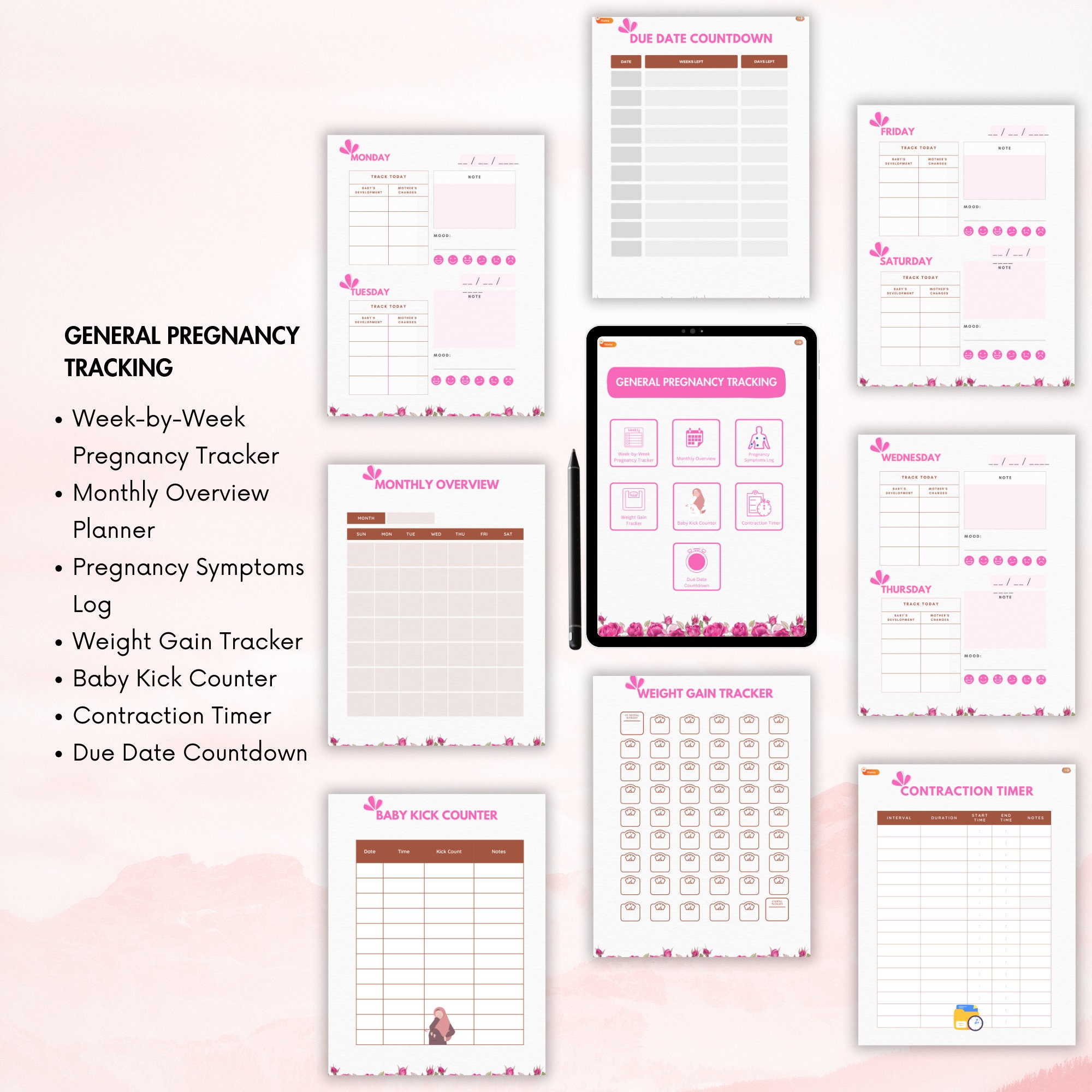 Pregnancy Planner Printable: Week-by-week Tracker, Baby Milestones ...