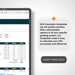 Professional Academic Gpa Calculator Google Sheets Template, School ...