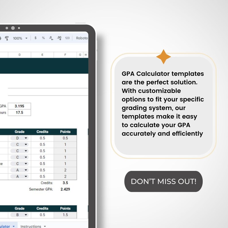 Professional Academic Gpa Calculator Google Sheets Template, School ...