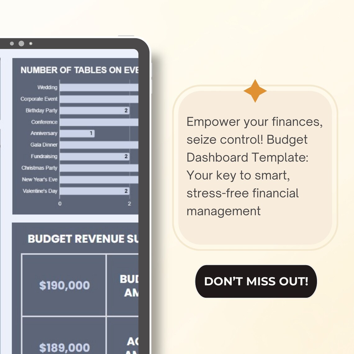 Excel Budget Dashboard Template, Expenses Track, Financial Analysis ...
