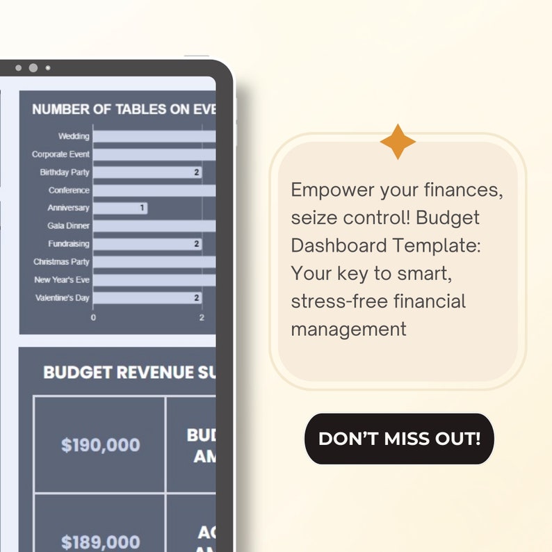 Excel Budget Dashboard Template, Expenses Track, Financial Analysis ...