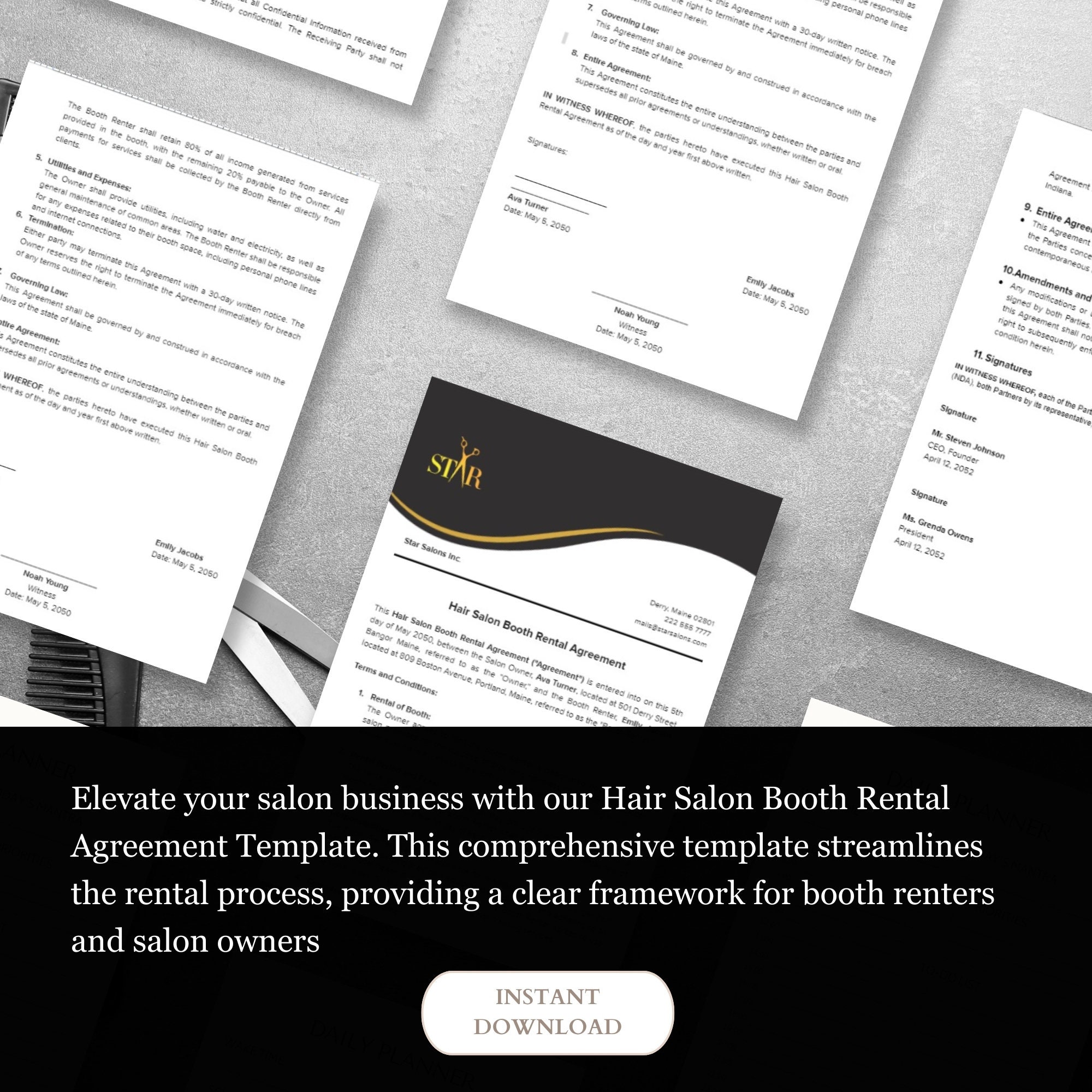 Hair Salon Booth Rental Agreement, Easily Editable Salon Rental ...