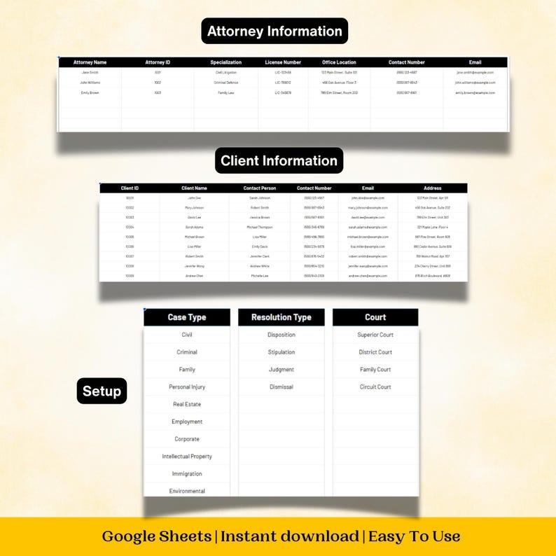 Legal Case Management Spreadsheet Excel Template for Law Firm Save Time ...