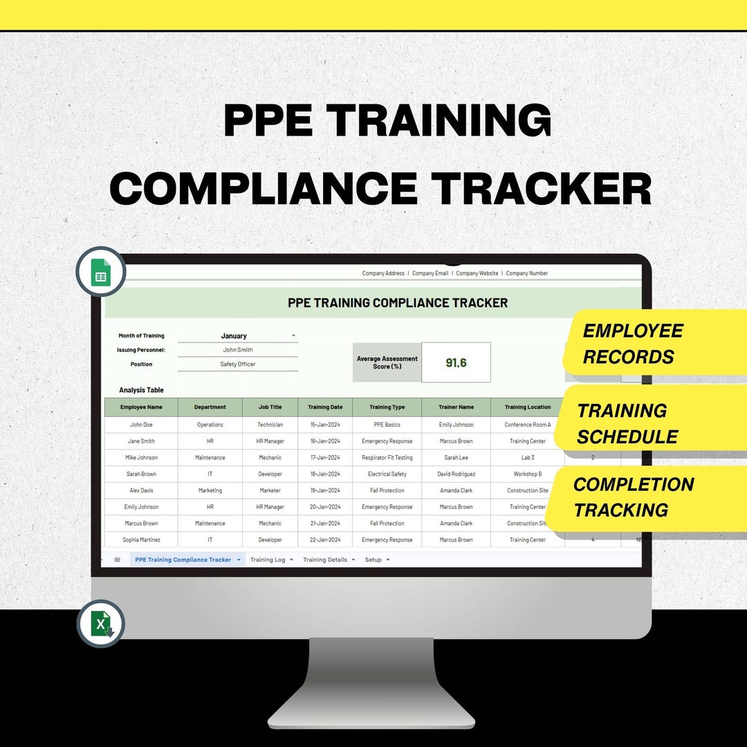 PPE Training Compliance Tracker Template, Training Dashboard, OSHA ...