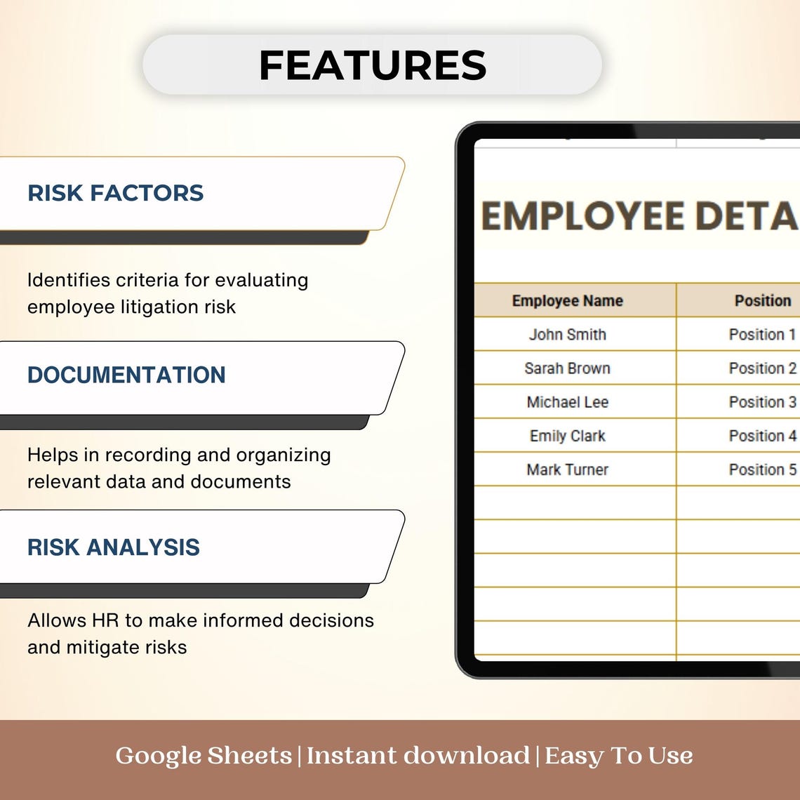 Employee Litigation Risk Assessment HR Template (excel & Google Sheet ...