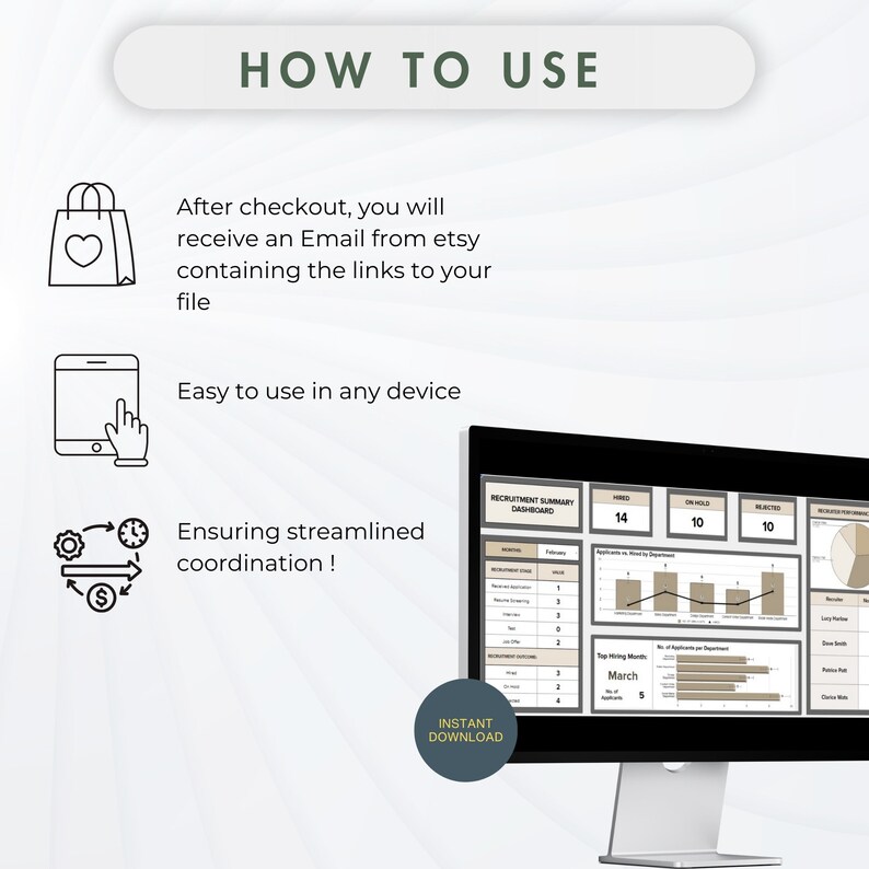Recruitment Dashboard Template: Applicant Tracking, HR Metrics (excel ...