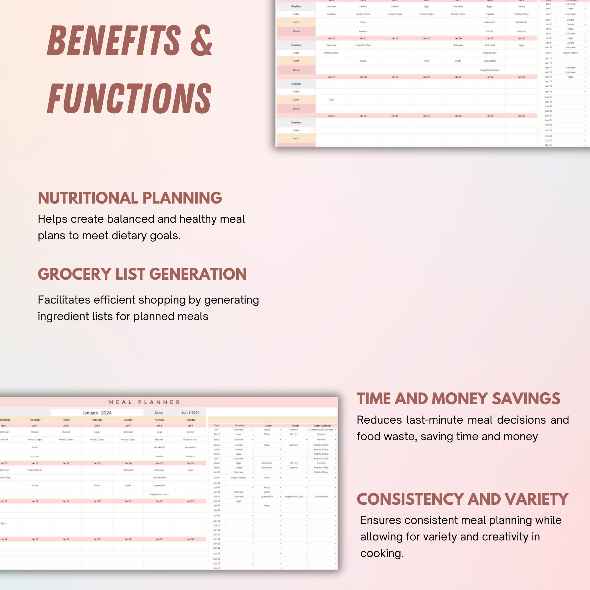 Meal Plan Spreadsheet for Clients, Easy to Customize Meal Plan Template ...