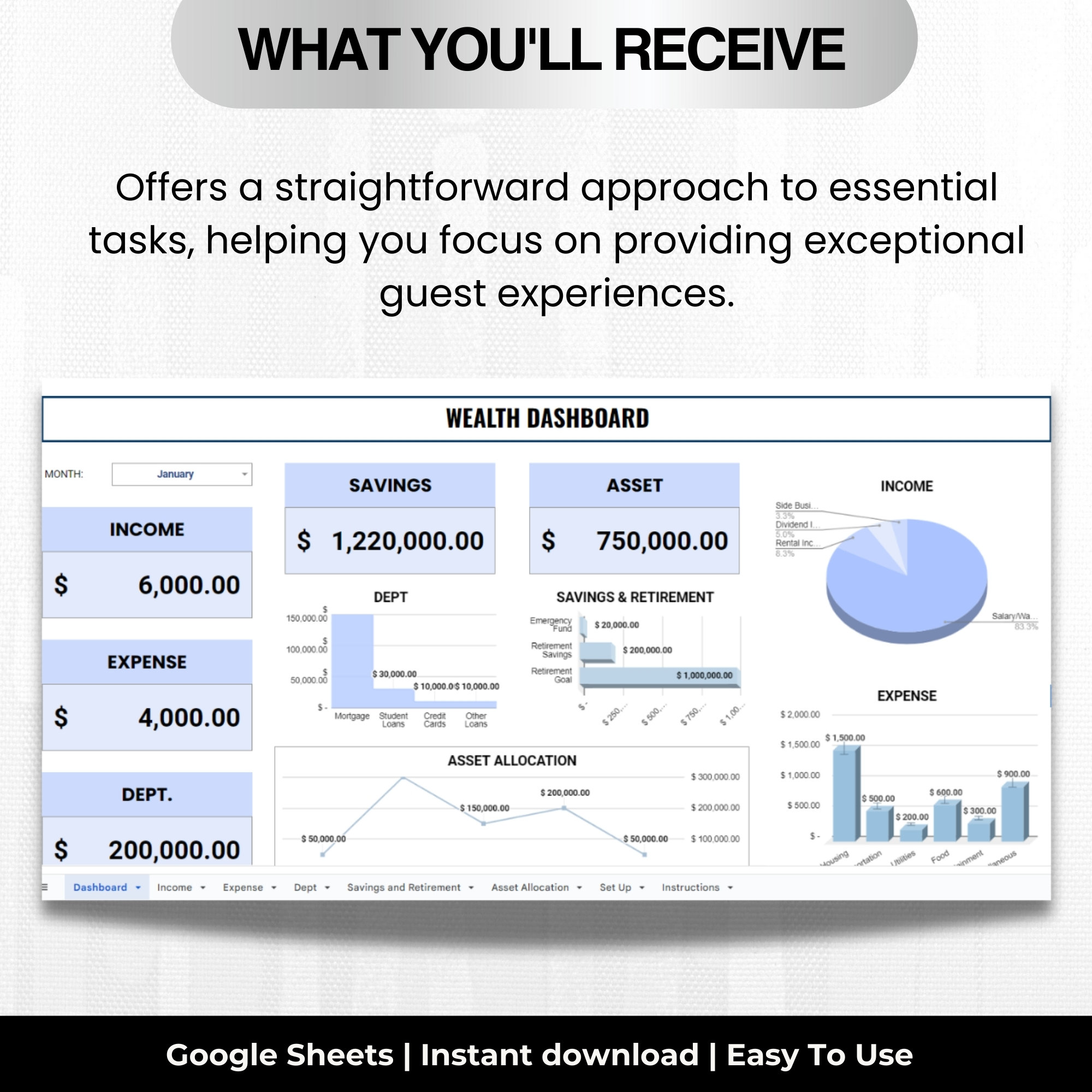 Wealth Dashboard Excel Template: Net Worth & Asset Tracker (digital ...