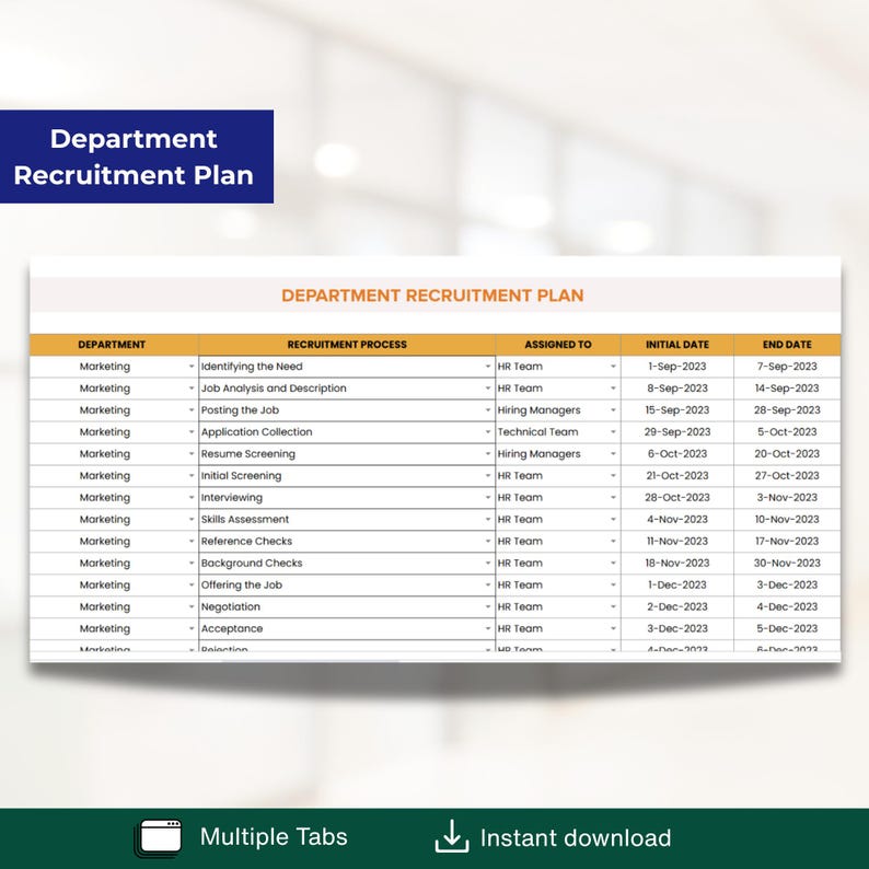 Recruitment Google Sheets Gantt Chart, Employee Hiring Spreadsheet for ...