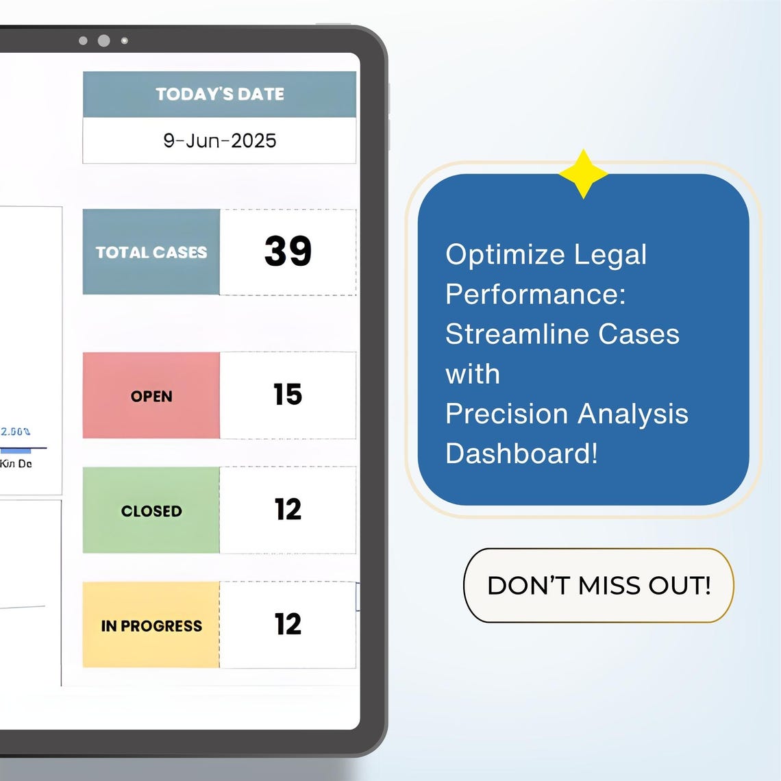 Legal Case Efficiency Analysis Excel Dashboard Template for Law Firms ...