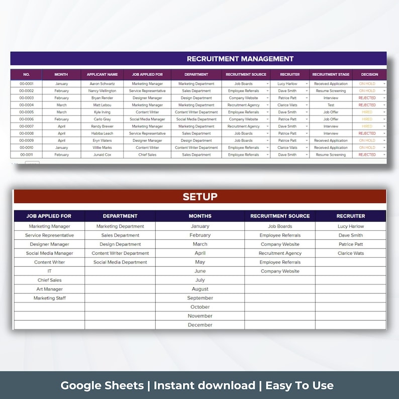 Recruitment Dashboard Template: Applicant Tracking, HR Metrics (excel ...