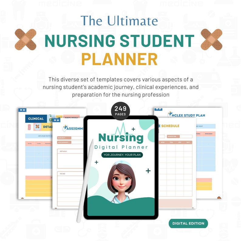 The Ultimate Nursing Student Digital Planner, Nursing Student Journal ...