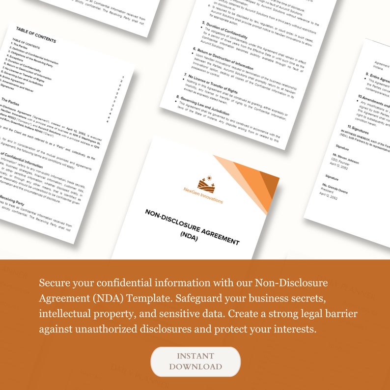 Non Disclosure Agreement Template for Small Business, Easily Editable ...