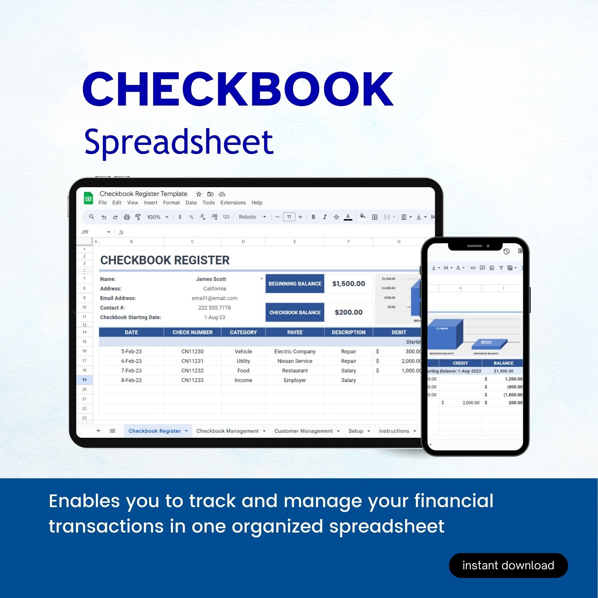 Streamline Your Finances With Our Checkbook Spreadsheet Template ...
