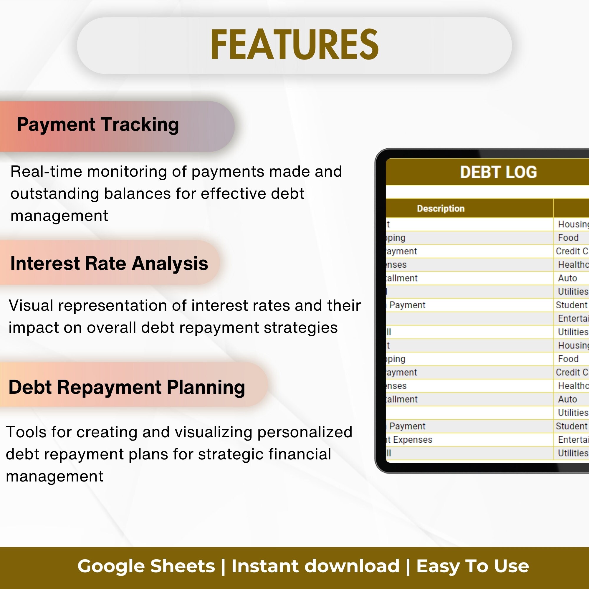 Debt Dashboard Excel Template, Debt Management, Debt Payoff Tracker ...