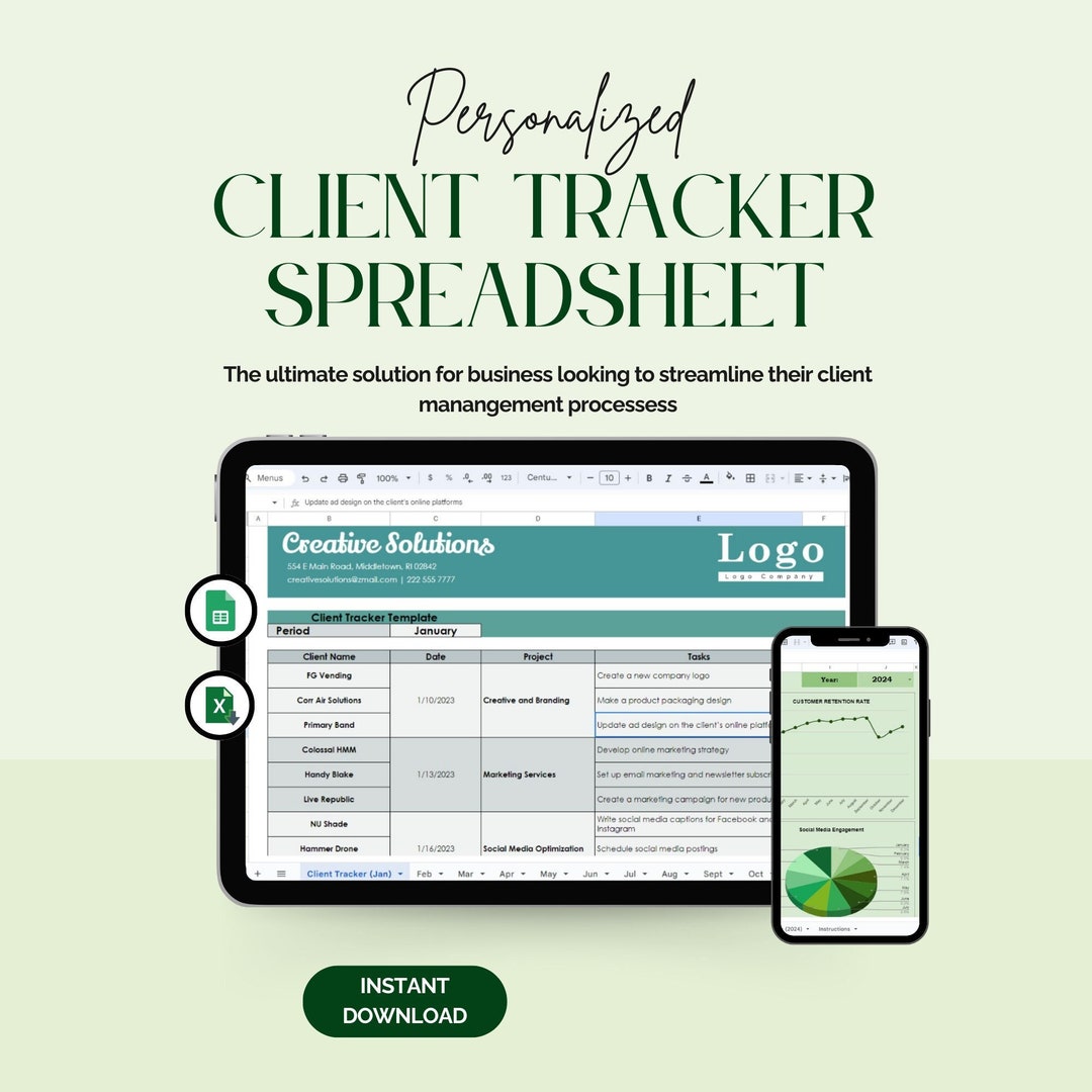 Client Tracker Spreadsheet for Small Business, Easy to Customize Client ...
