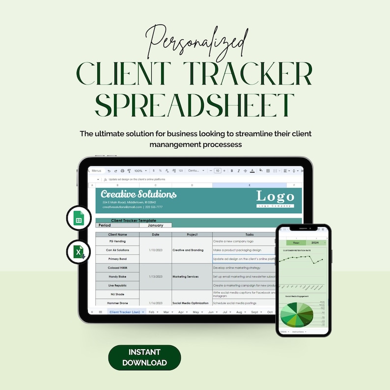 Client Tracker Spreadsheet for Small Business, Easy to Customize Client ...