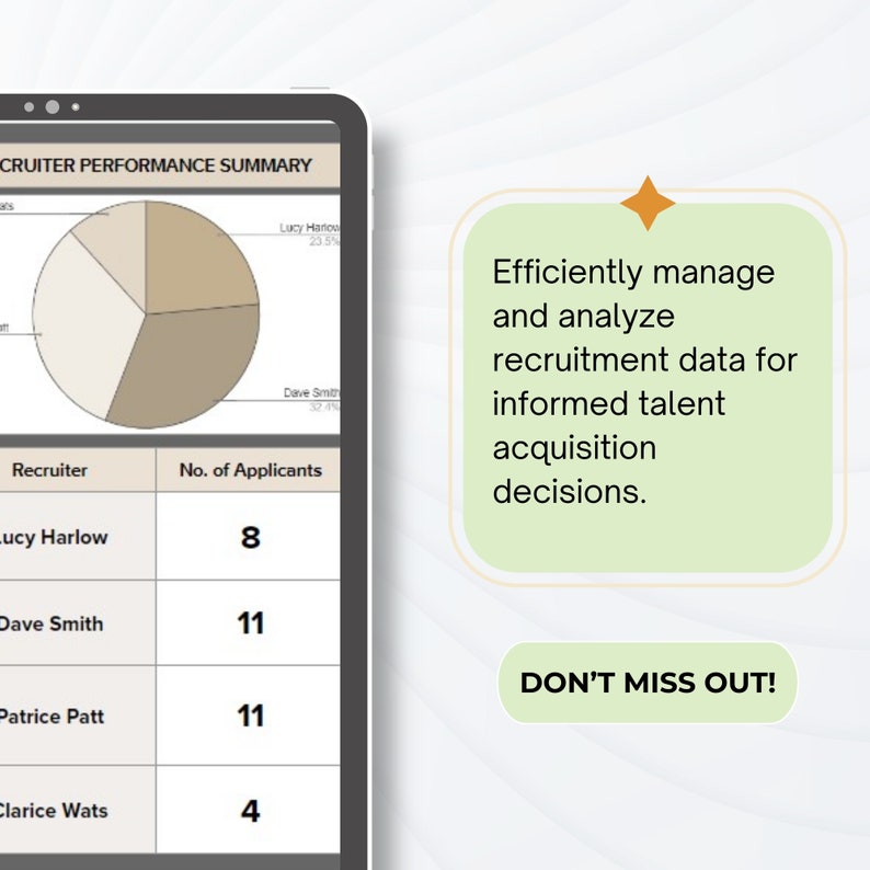 Recruitment Dashboard Template: Applicant Tracking, HR Metrics (excel ...