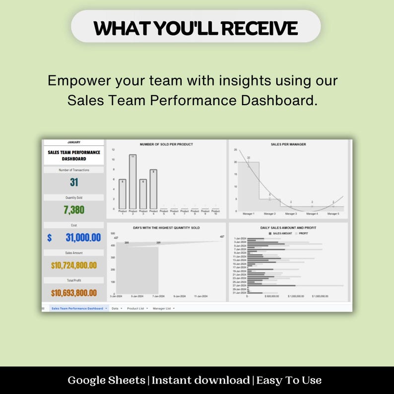 Editable Sales Team Performance Dashboard Template Simplifies the ...