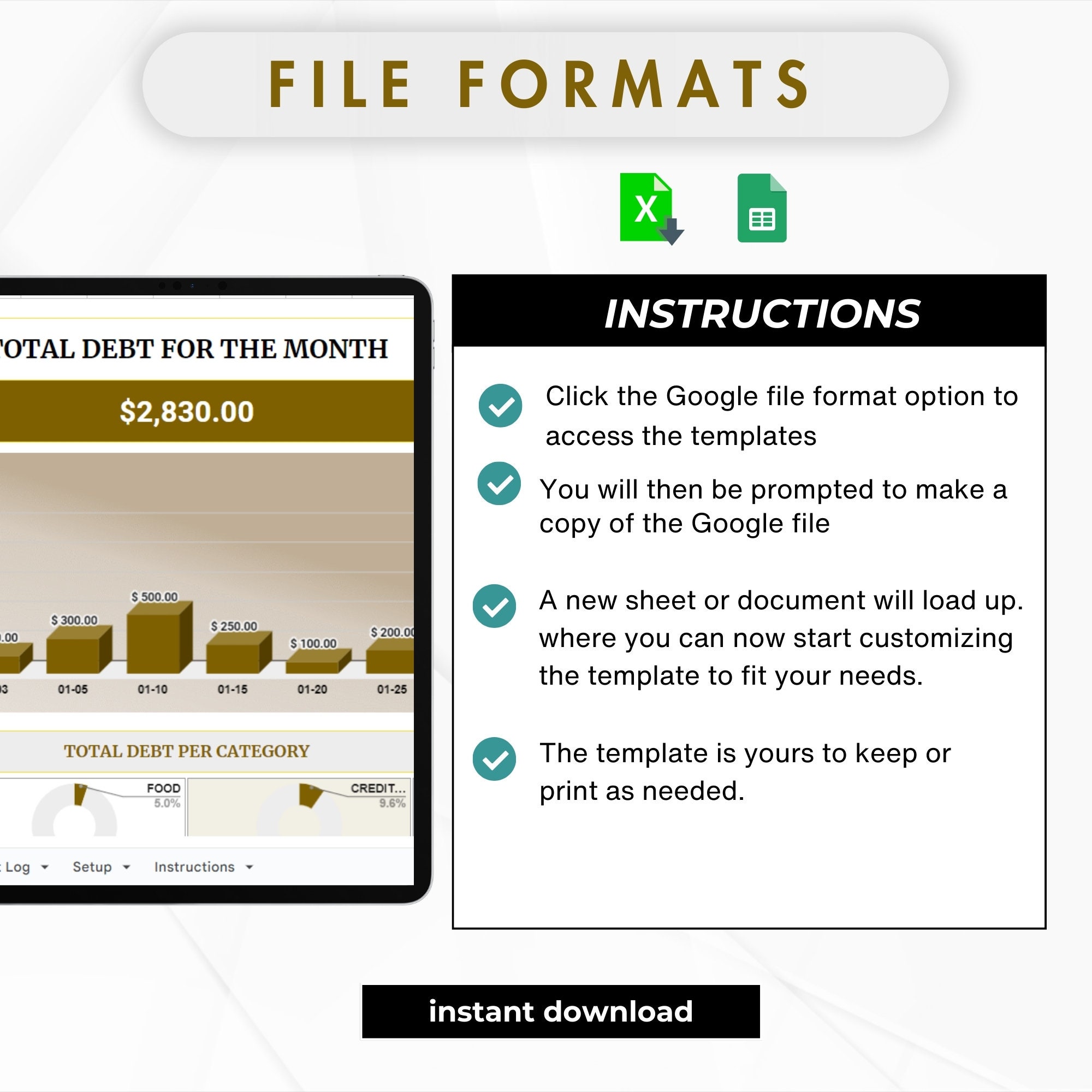 Debt Dashboard Excel Template, Debt Management, Debt Payoff Tracker ...