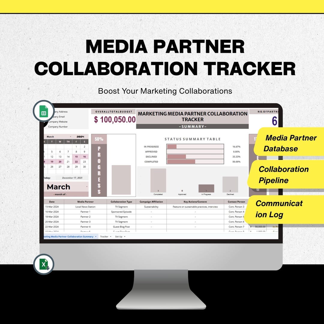 Media Partner Collaboration Tracker, Communication Log Google Sheets ...