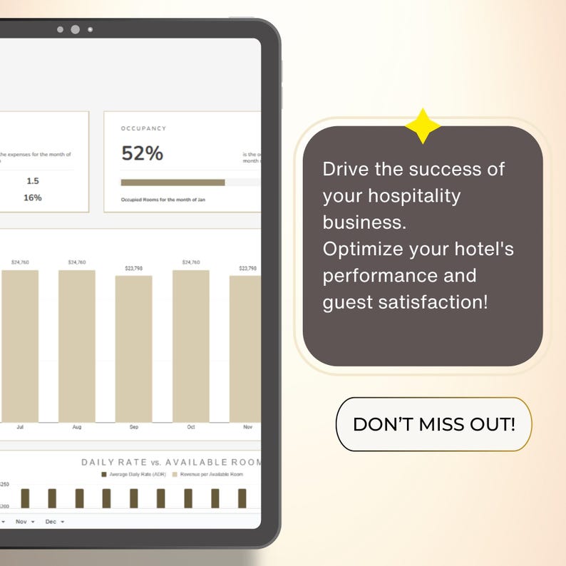 Hotel KPI Dashboard Template | Track Occupancy and Guest Satisfaction ...