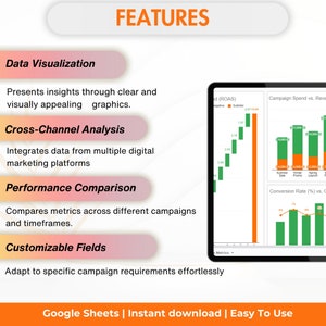 Campaign Performance Dashboard: Excel & Google Sheets Template (digital ...