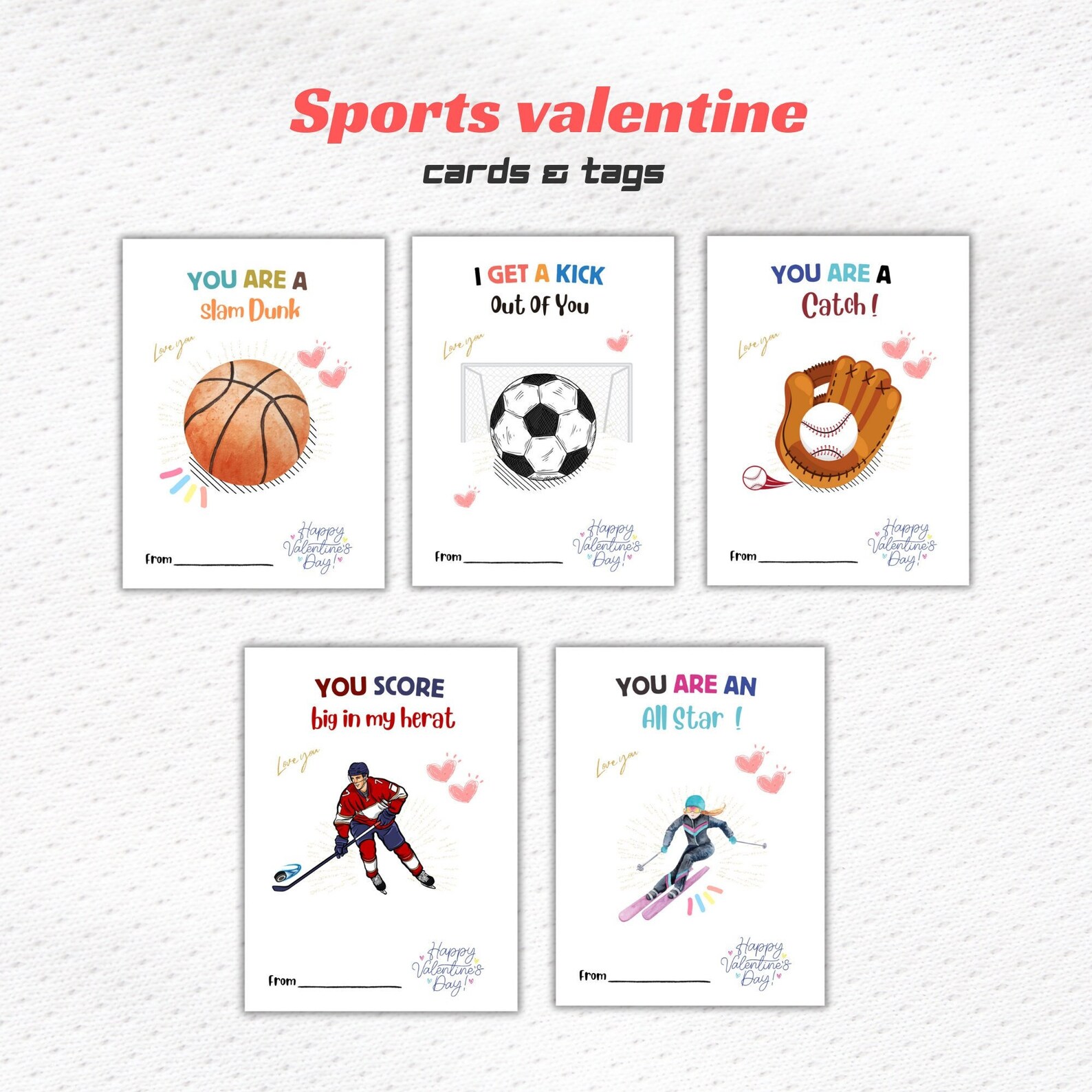 Printable Sports Valentines Cards and Tags, Basketball Valentines ...