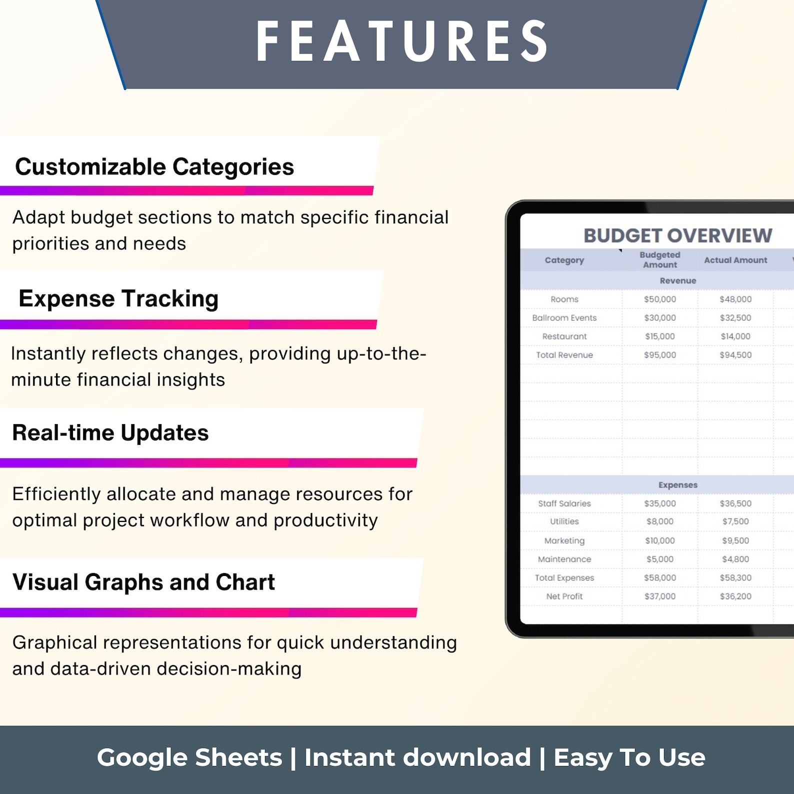 Excel Budget Dashboard Template, Expenses Track, Financial Analysis ...