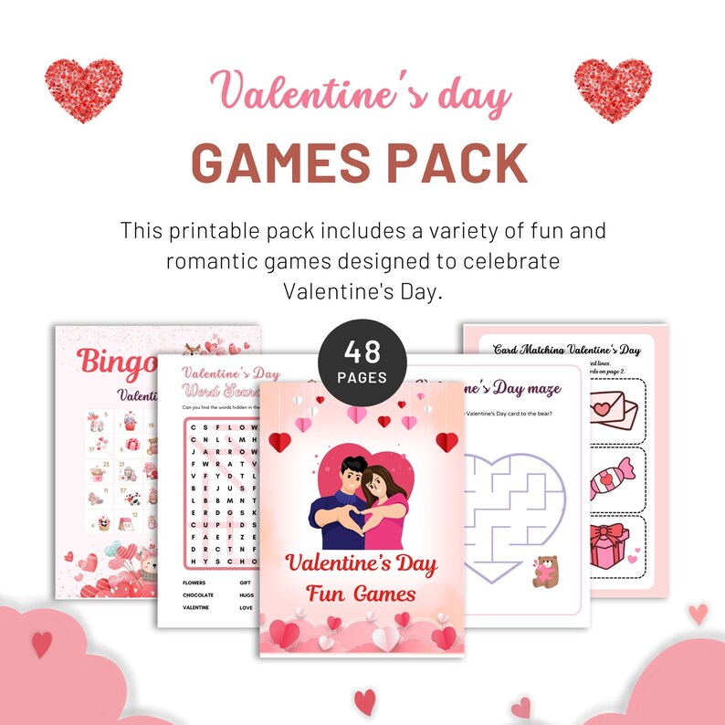 Valentines Games Printable for New Couple, Valentines Party Games ...