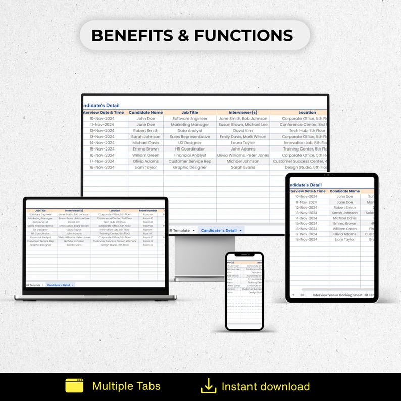 Interview Venue Booking Tracker Template, Candidate Tracker Spreadsheet ...