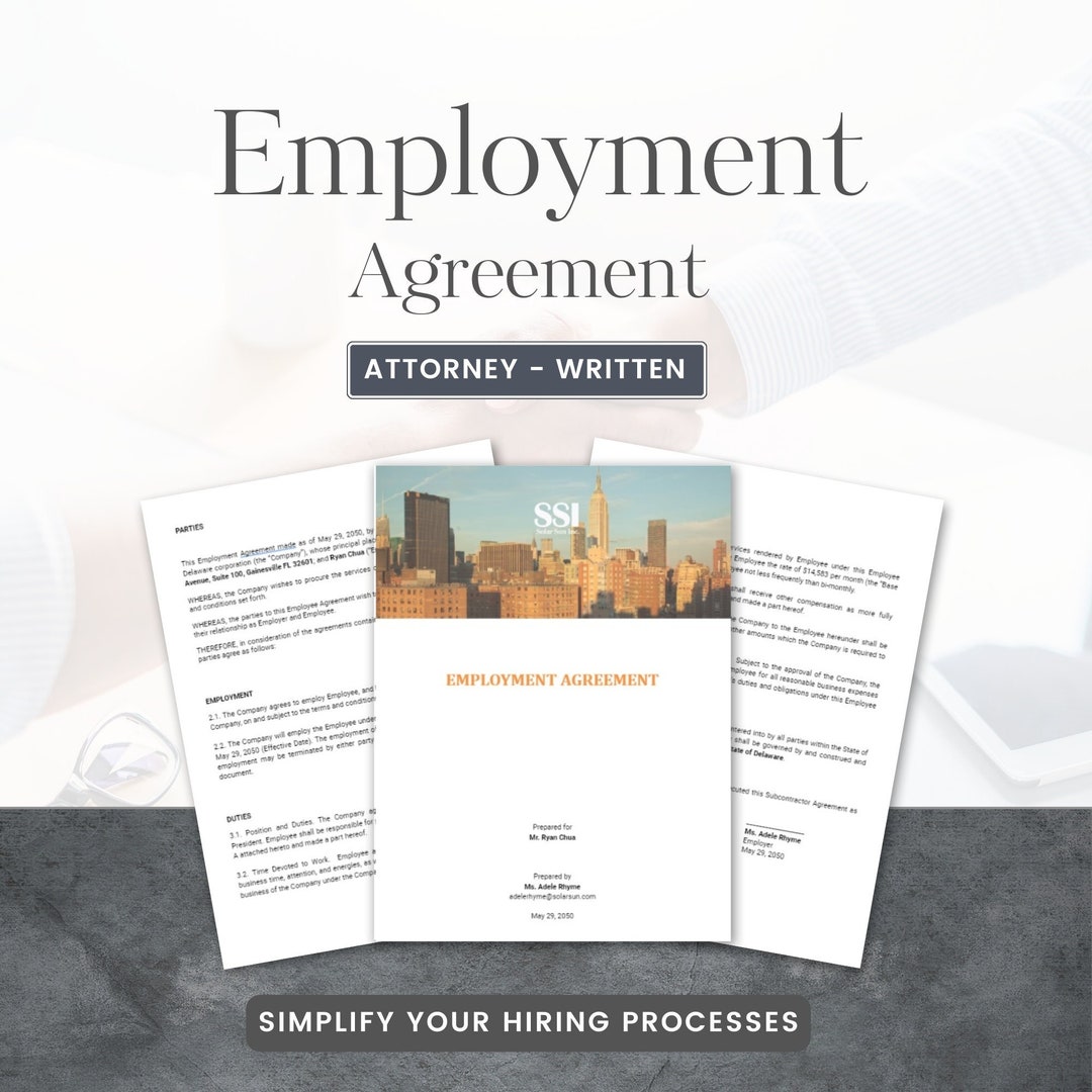 Professional Employment Contract Template, Editable Employment ...