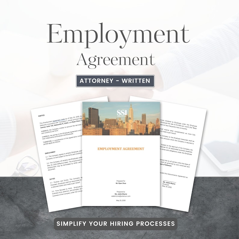 Professional Employment Contract Template, Editable Employment ...