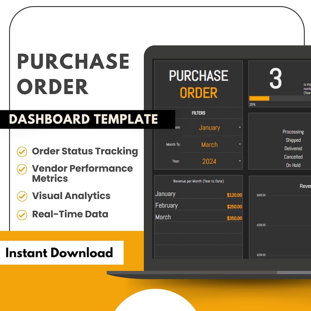 Customizable Purchase Order Tracker Dashboard, Manage Business ...