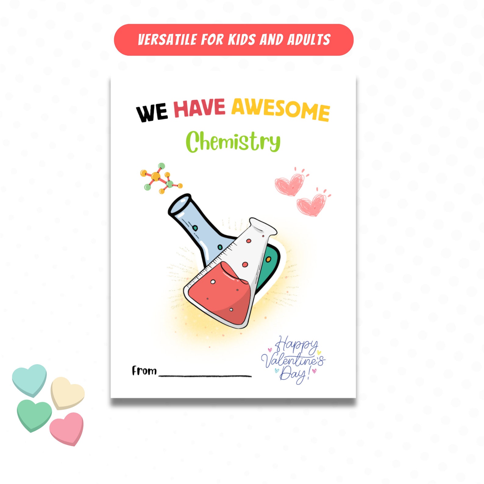 Printable Science Valentine Cards: Chemistry, Space, Dinosaur (PDF) - Etsy