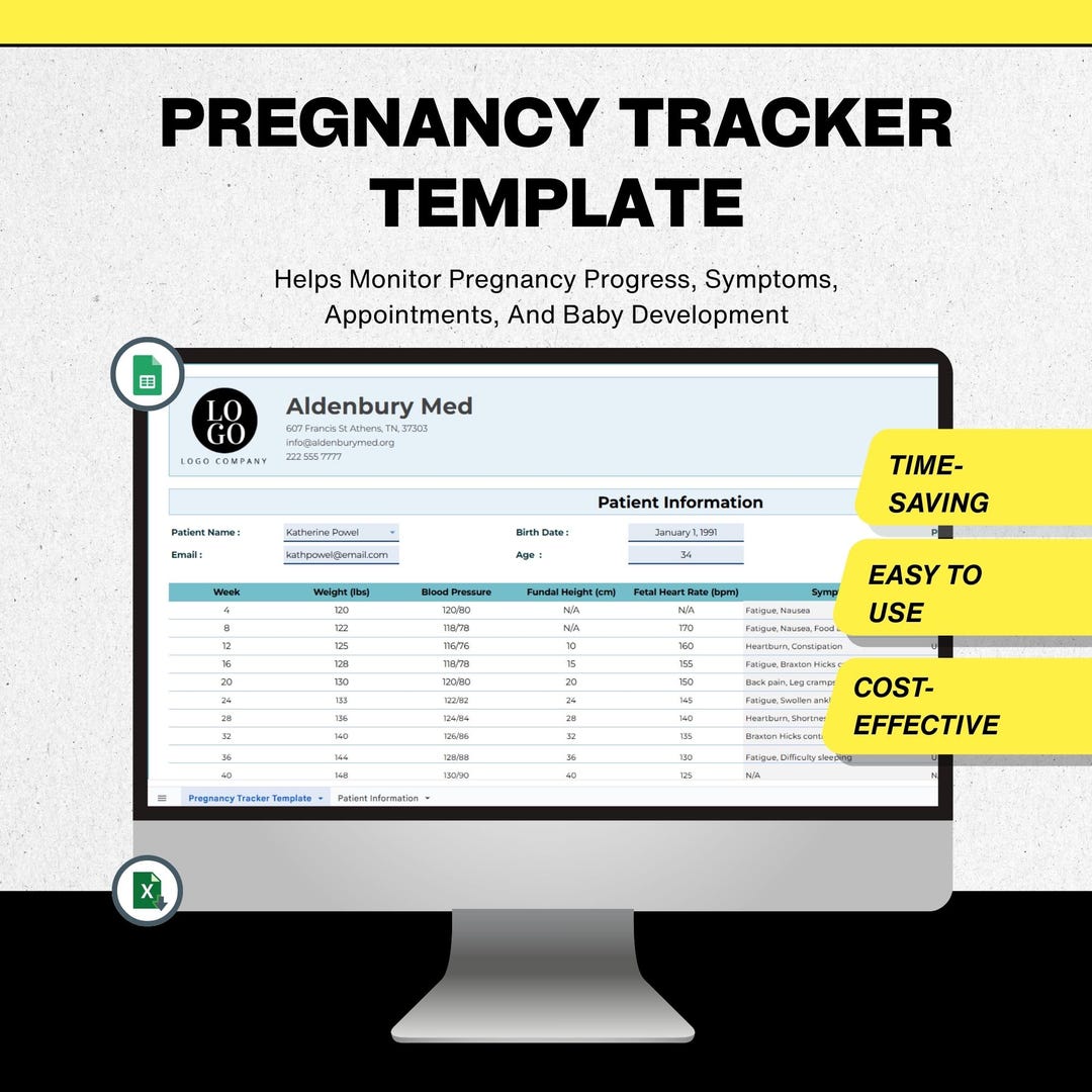 Pregnancy Tracker Template, Symptom Tracker Google Sheets, Baby ...