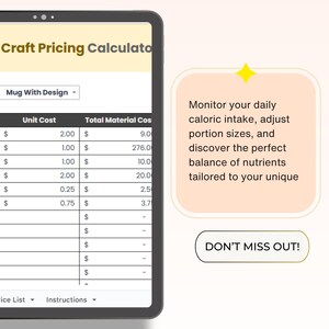 Craft Pricing Calculator: Excel & Google Sheets Template (digital ...