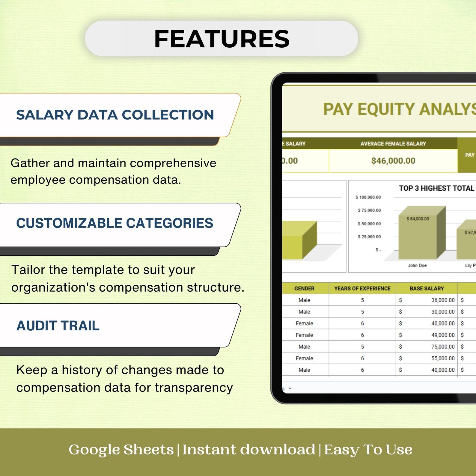 Pay Equity Analysis Excel Template: HR Salary Tracker (google Sheet) - Etsy