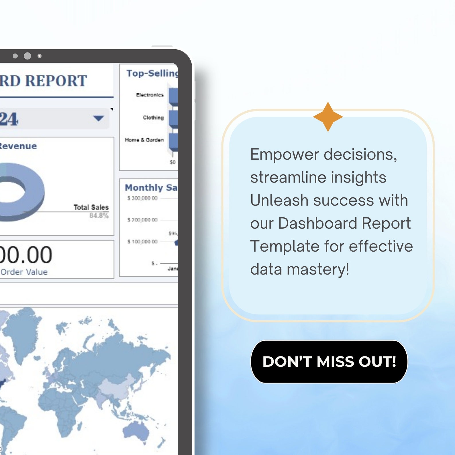 Excel Dashboard Report Template: Executive Summary, Metrics (digital ...