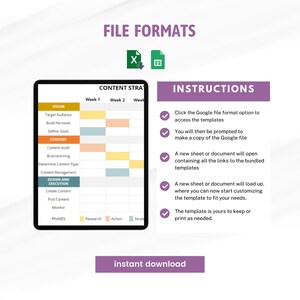 Customizable Content Calendar Spreadsheet and Marketing Roadmap, Year ...