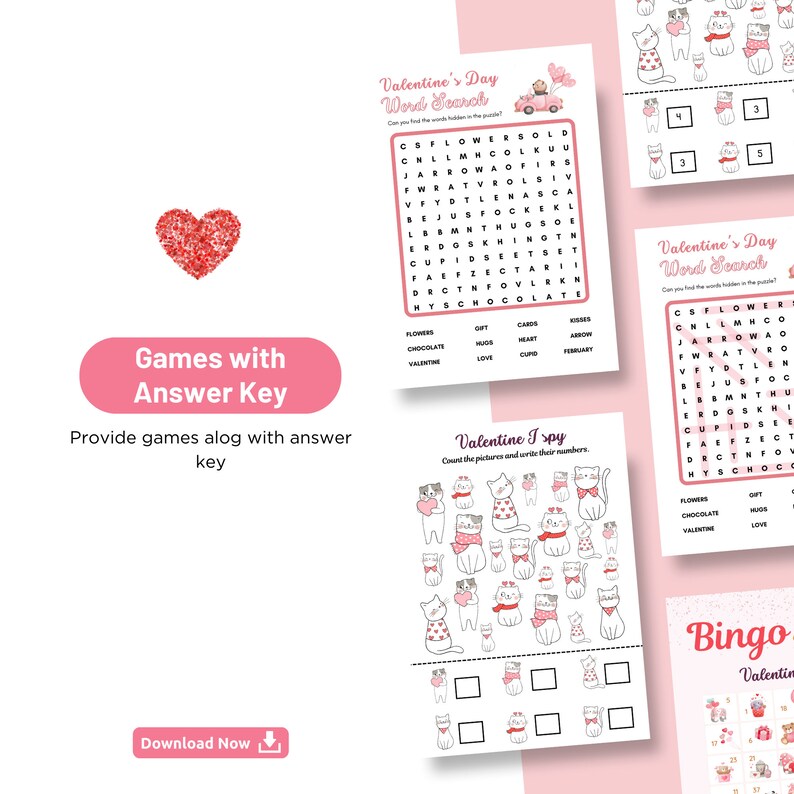 Valentines Games Printable for New Couple, Valentines Party Games ...