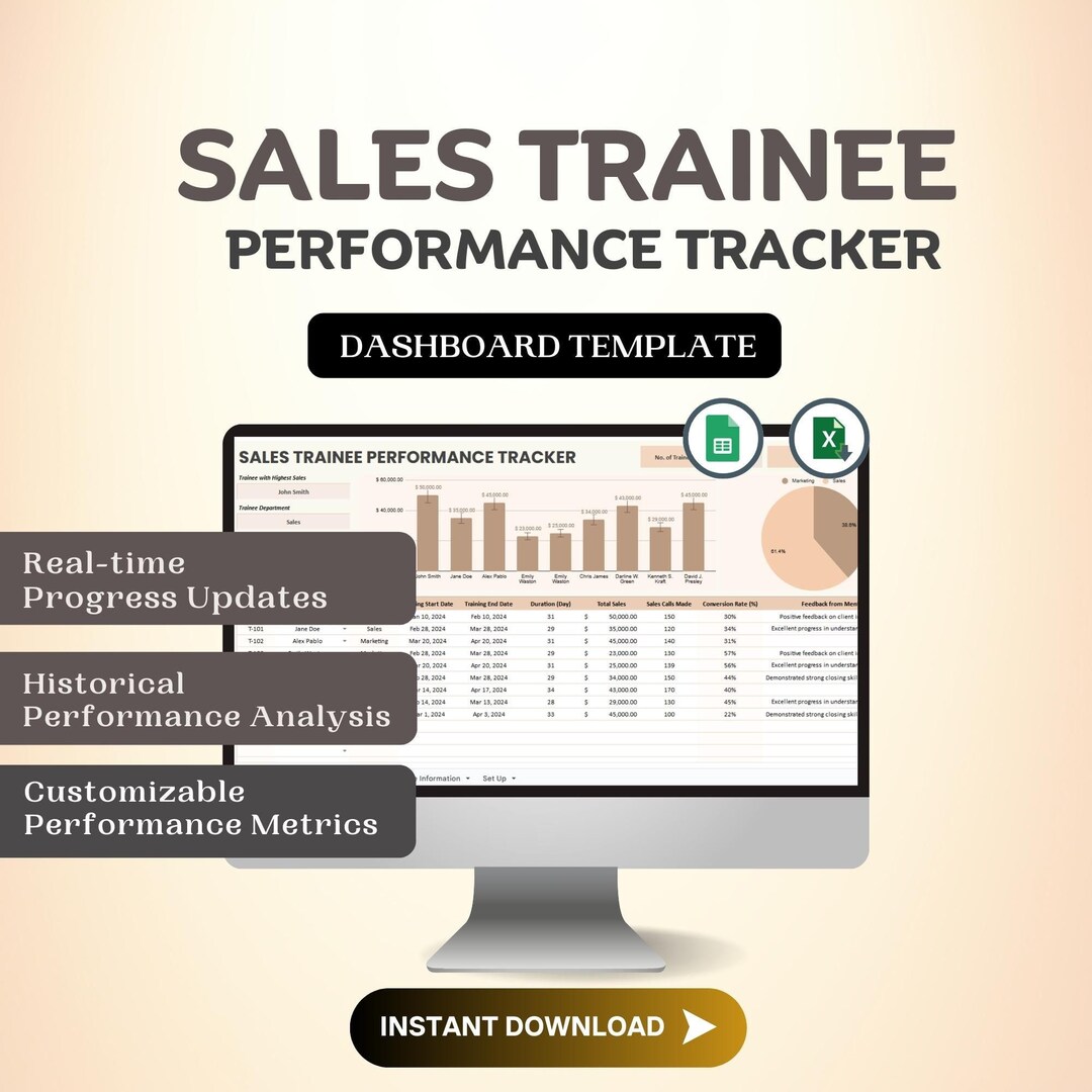 Training Dashboard Excel Template Improve Sales Team Trainee ...