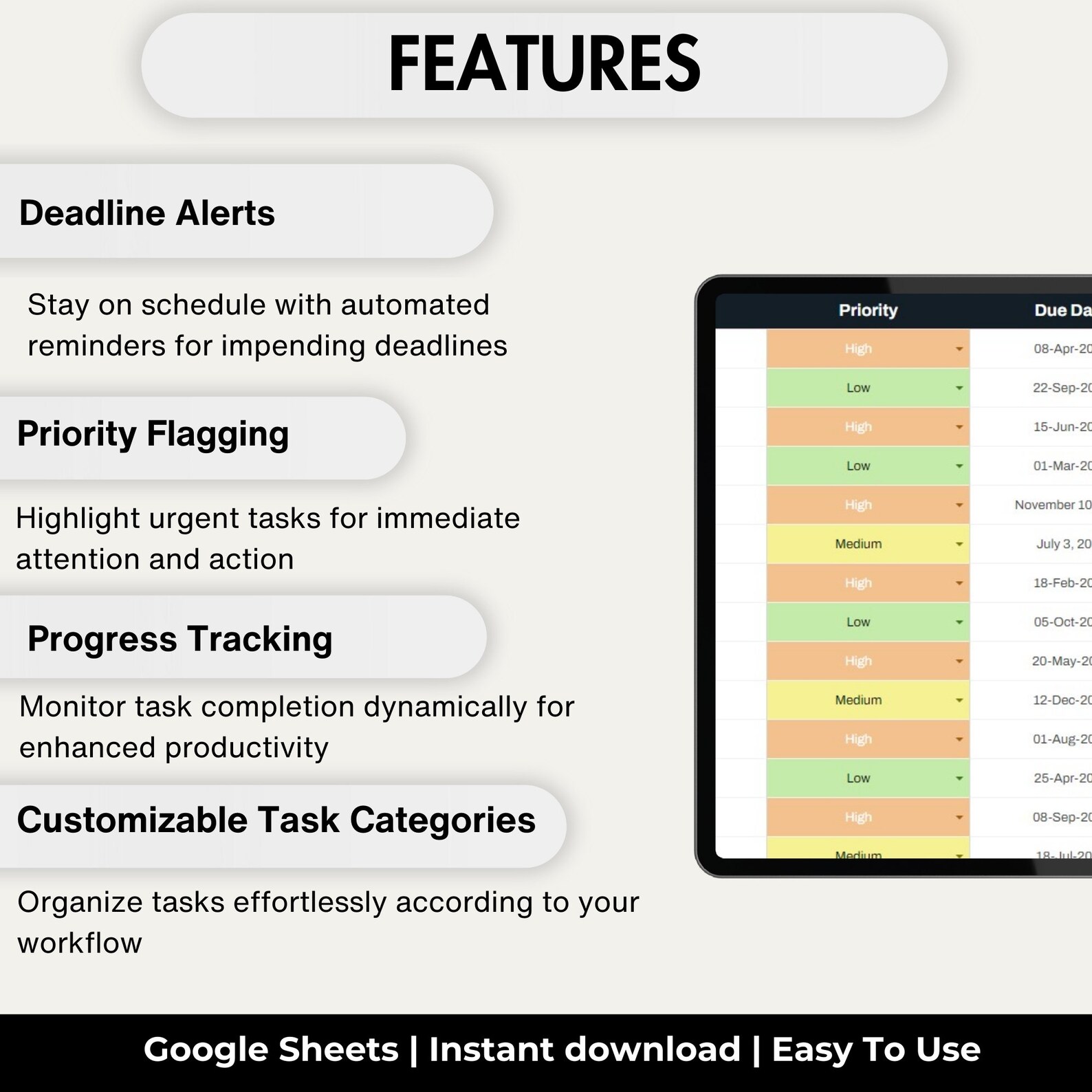 Task Tracker Dashboard Excel Template, Action Priority Matrix, Progress ...