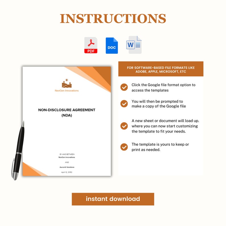 Non Disclosure Agreement Template for Small Business, Easily Editable ...