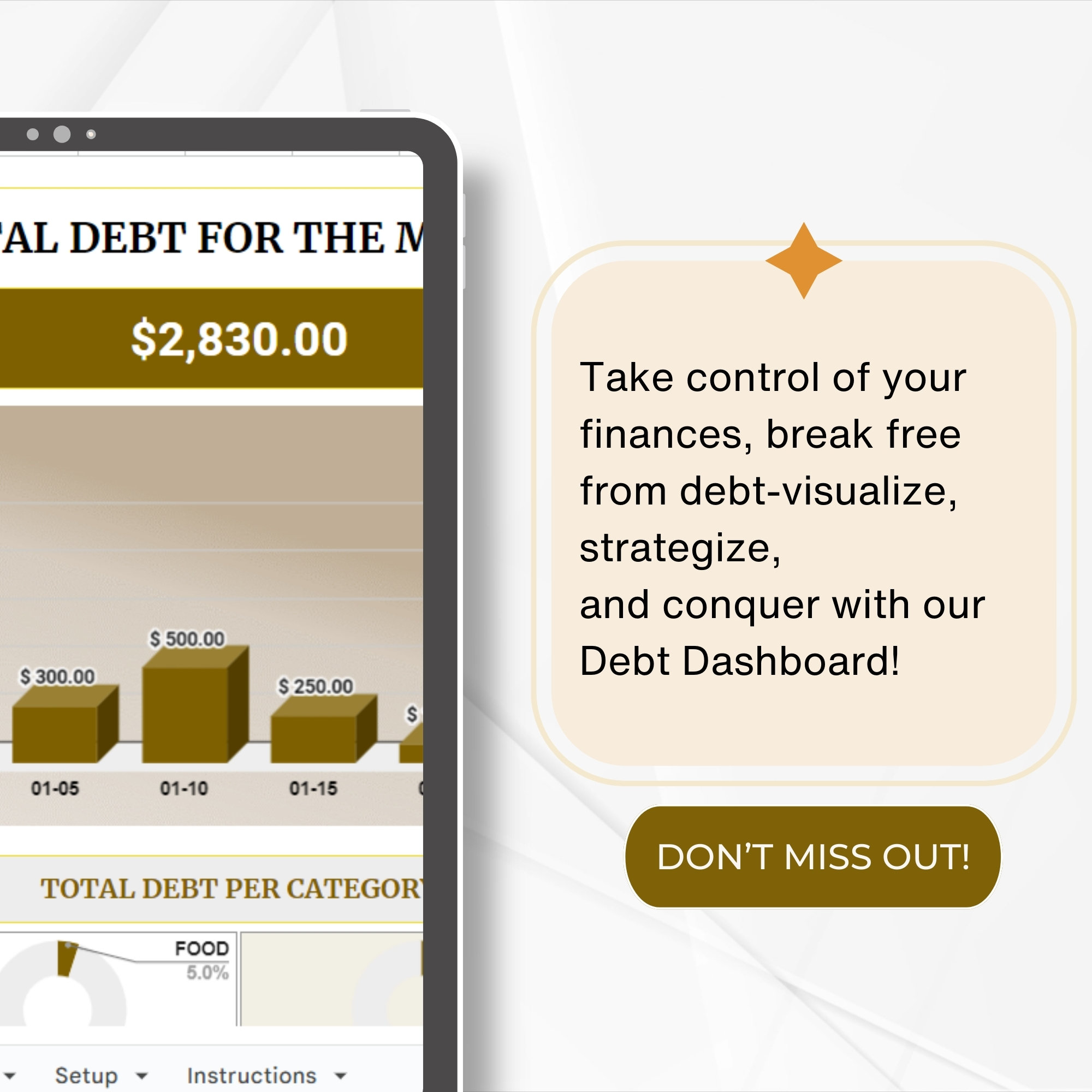 Debt Dashboard Excel Template: Debt Payoff Tracker (digital Download ...
