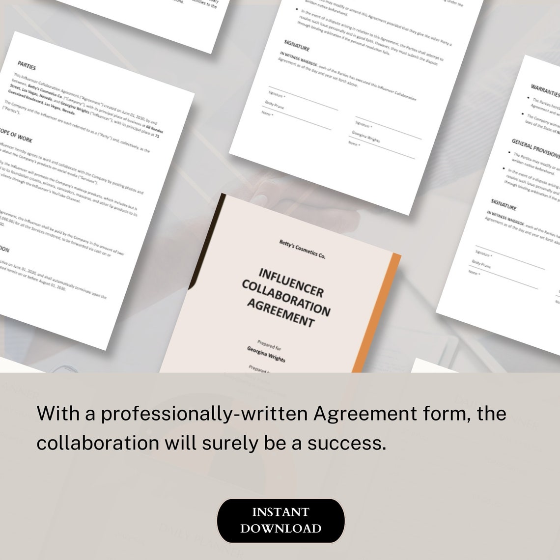Influencer Agreement Template for Successful Collaboration, Editable ...